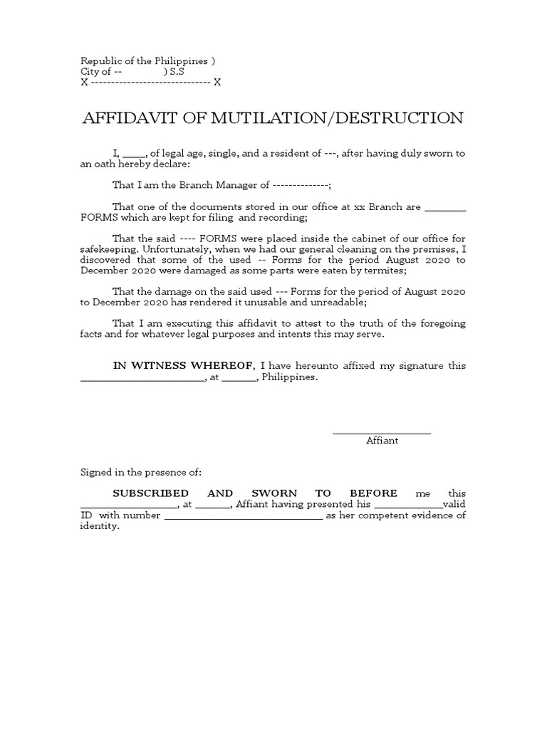 Affidavit of Damaged Tickets | PDF