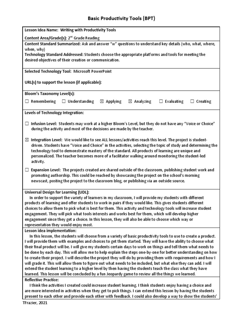 Productivity Tools-Lesson Plan | PDF | Pedagogy | Teaching