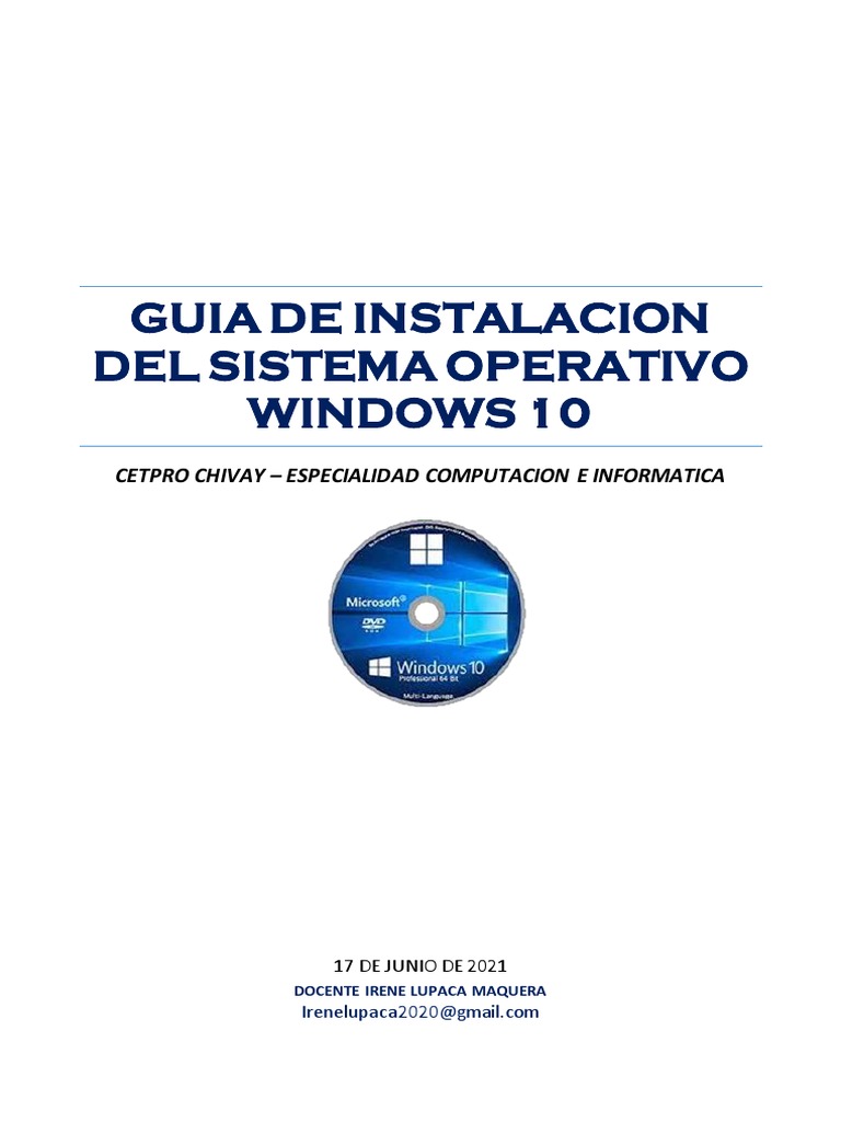 Guia de Instalacion Del Sistema Operativo Windows 10 | PDF | Windows 10 ...