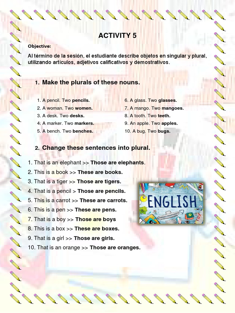 Activity 5: Make The Plurals of These Nouns | PDF