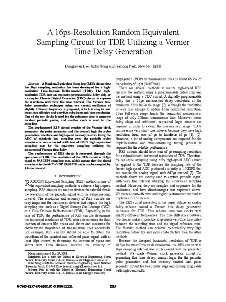 A 16ps-Resolution Random Equivalent Sampling Circuit For TDR Utilizing A Vernier Time Delay ...