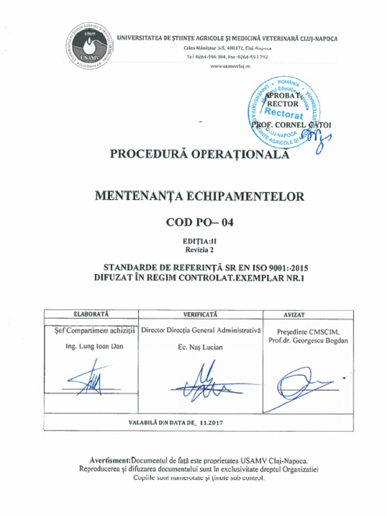 Po-04 Mentenanta Echipamentelor | PDF