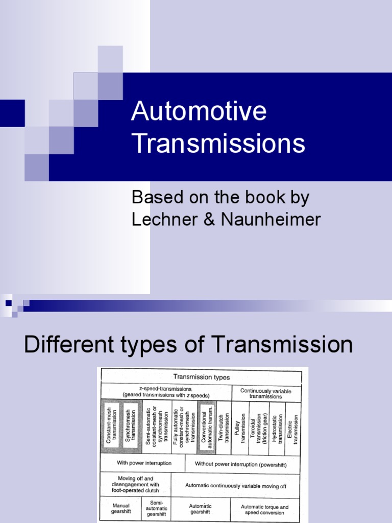 Automotive Transmissions: Based On The Book by Lechner & Naunheimer ...