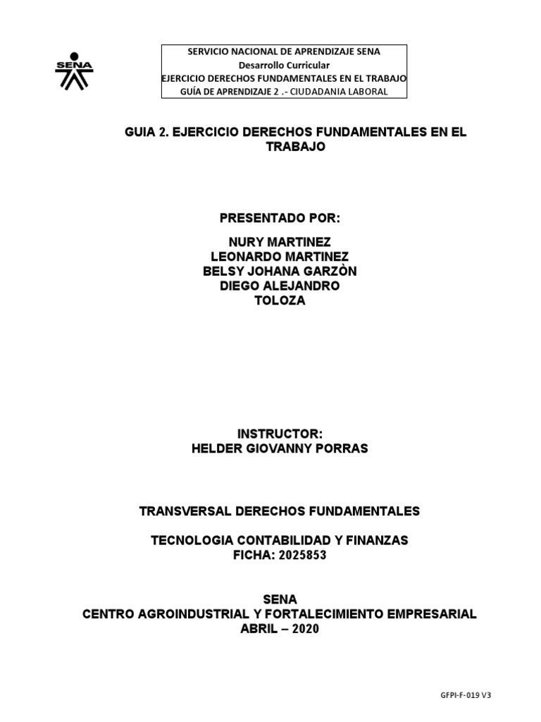 Guia No2 Derechos Fundam en El Trabajo | PDF | Sindicato | Organización ...