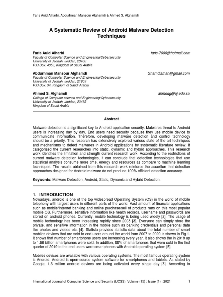 A Systematic Review of Android Malware Detection Techniques | PDF ...
