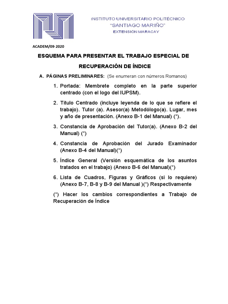 Esquema para Presentar El Tria | PDF