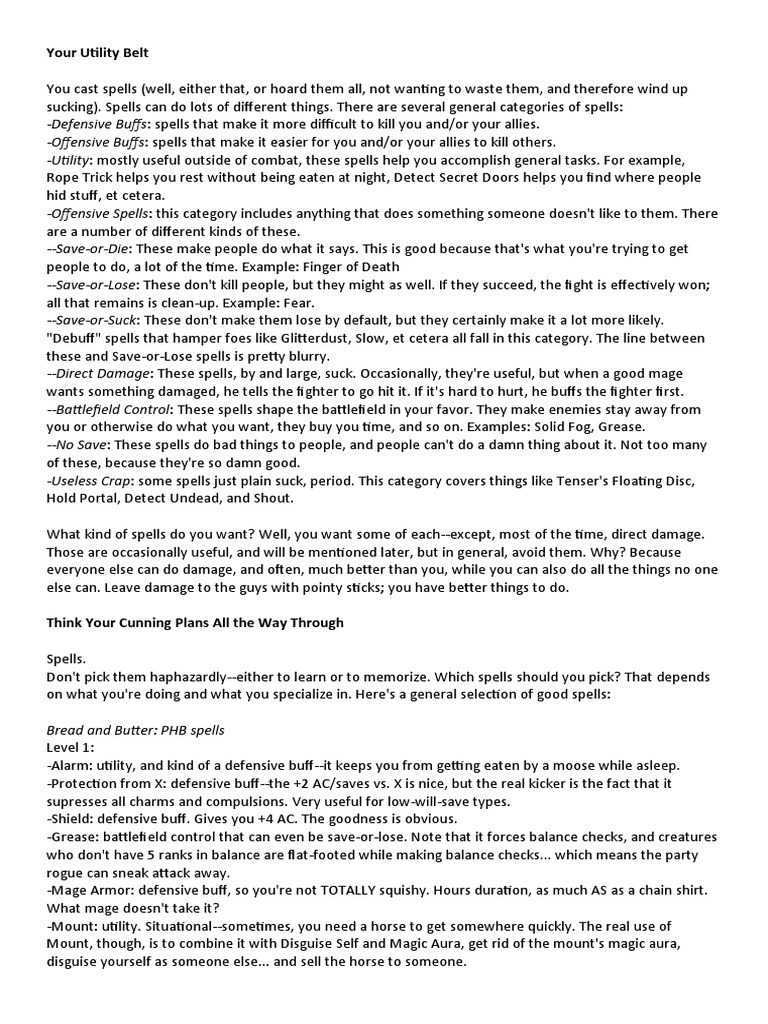Essential Wizard Spell Guide 3.5 | PDF