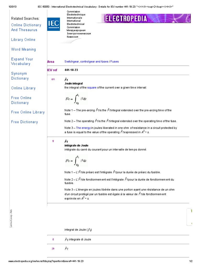 IEC 60050 International Electrotechnical Vocabulary Details For IEV ...