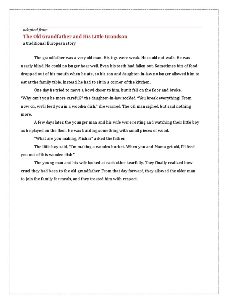 The Old Grandfather and His Little Grandson: Adapted From | PDF