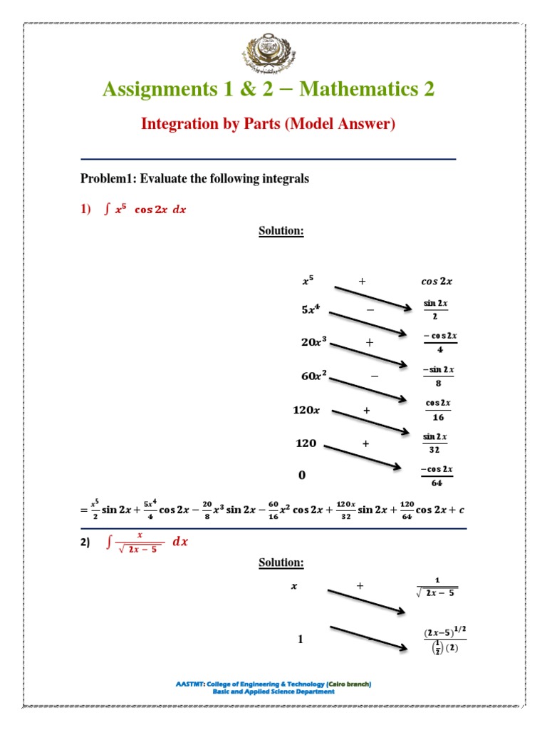 348 - 61275 - BA124 - 2018 - 4 - 2 - 1 - Solution Assignment 1-2 - Math2 | PDF | Engineering ...