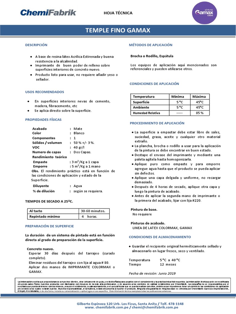 HT - Temple Fino Gamax (PINTURA) | PDF | Pintar | Materiales