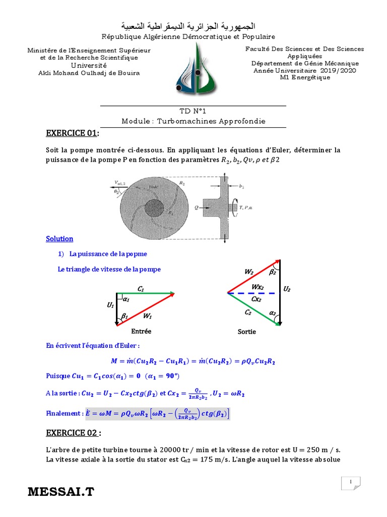 Solution de TD N°1 Turbo M1 | Descargar gratis PDF | Machines rotatives ... Solution de TD N°1 Turbo M1 | Descargar gratis PDF | Machines rotatives ...