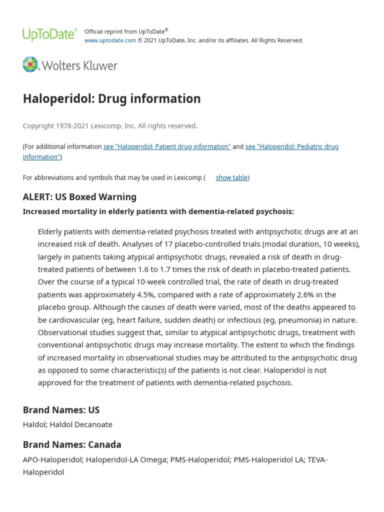 Haloperidol - Drug Information - UpToDate-1 | Download Free PDF ...