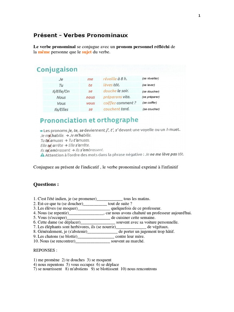 Présent - Verbes Pronominaux | PDF
