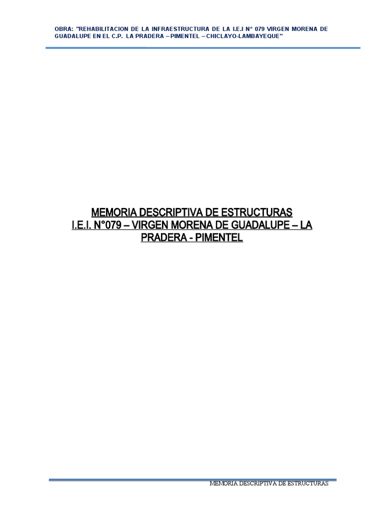 Memoria Descriptiva Estruc Iei N - 079 | PDF | Fundación (Ingeniería) | Hormigón