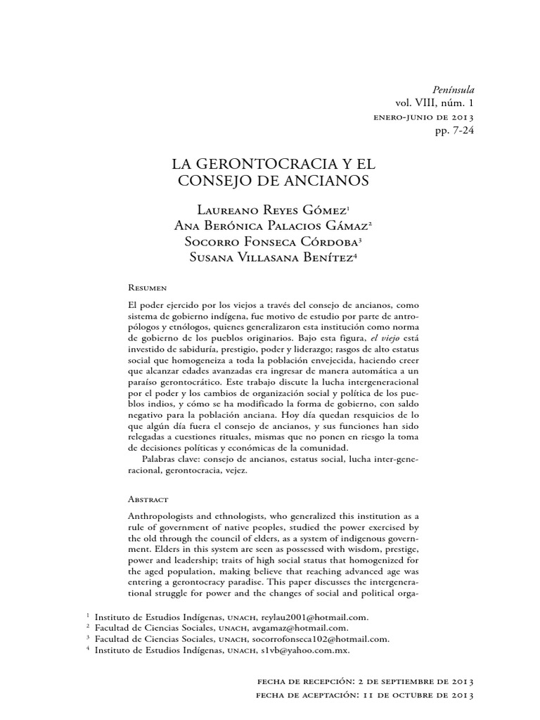 La Gerontocracia y El Consejo de Ancianos | PDF | Vejez | Alcalde
