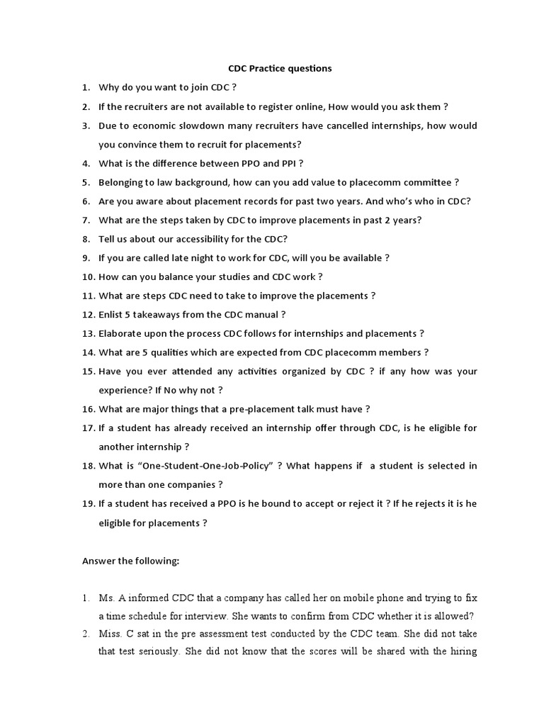 Practice Questions - CDC | Download Free PDF | Business