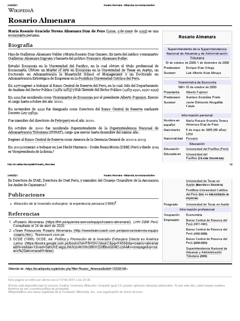Rosario Almenara - Wikipedia, La Enciclopedia Libre | PDF | Perú ...