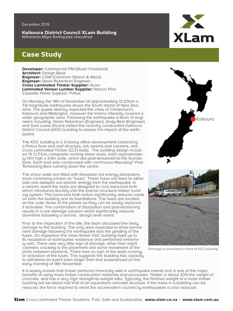 Xlam CLT Case Study KDC 0 | PDF | Earthquakes | Concrete