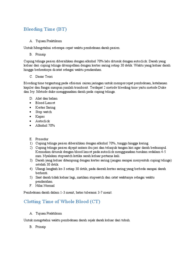 Faal Hemostatis Kel. E | PDF