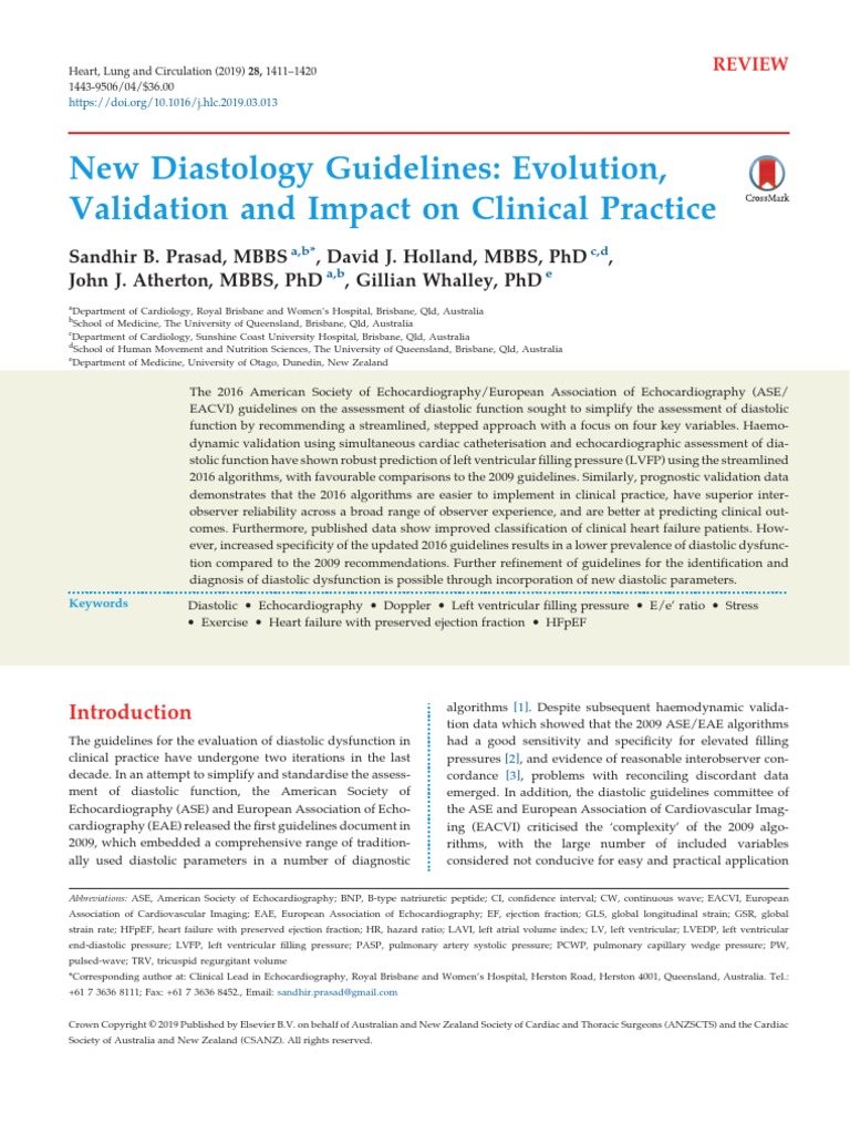 New Diastology Guidelines - Evolution Validation and Impact On Clinical ...