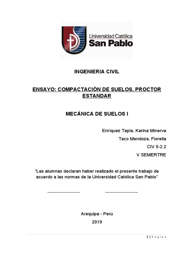 Proctor Estandar | PDF | Cantidades fisicas | Ingeniero civil