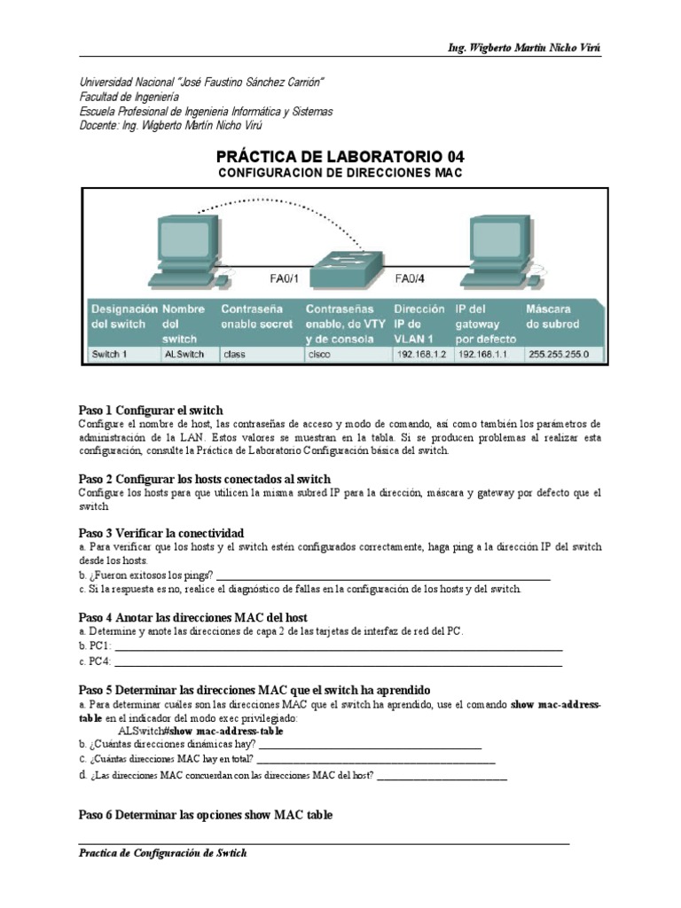 Practica Configuracion de Switch 04 | PDF | Dirección IP | Conmutador de red