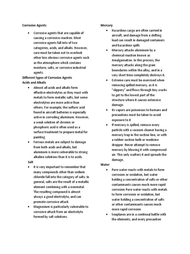 Corrosive Agents Mercury | PDF | Corrosion | Mercury (Element)