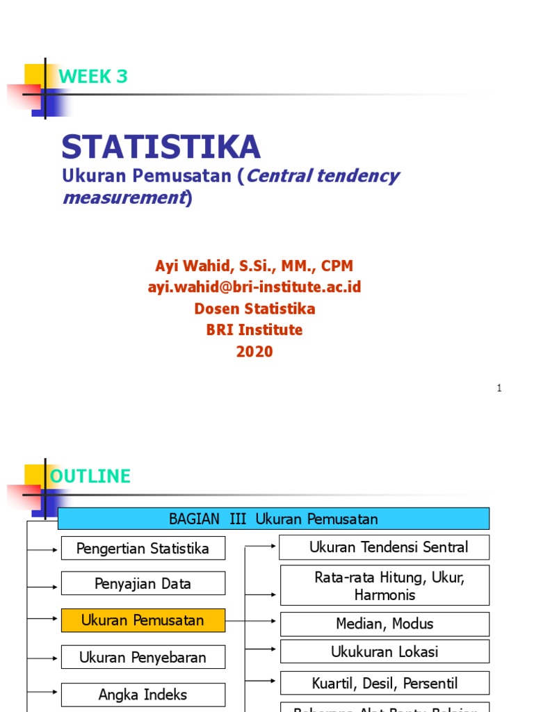 Ukuran Pemusatan dalam Statistika | PDF | Metode & Bahan Ajar