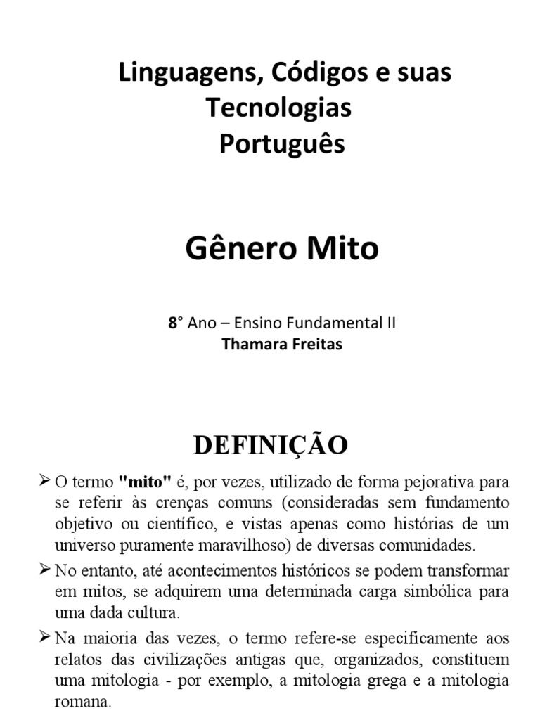 Gênero MITO | PDF | Os Doze Olimpianos | Mitologia grega