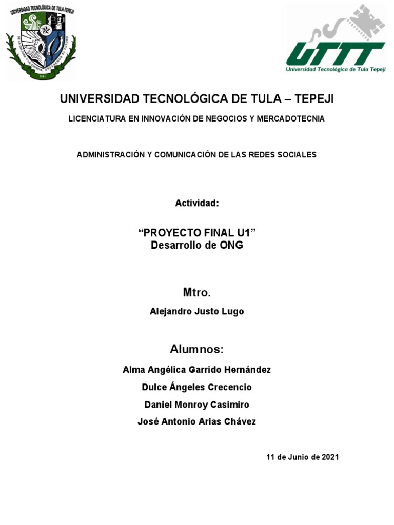 PROYECTO FINAL U1 - Trabajo en Equipo - Desarrollo de ONG | PDF | Servicio de redes sociales ...