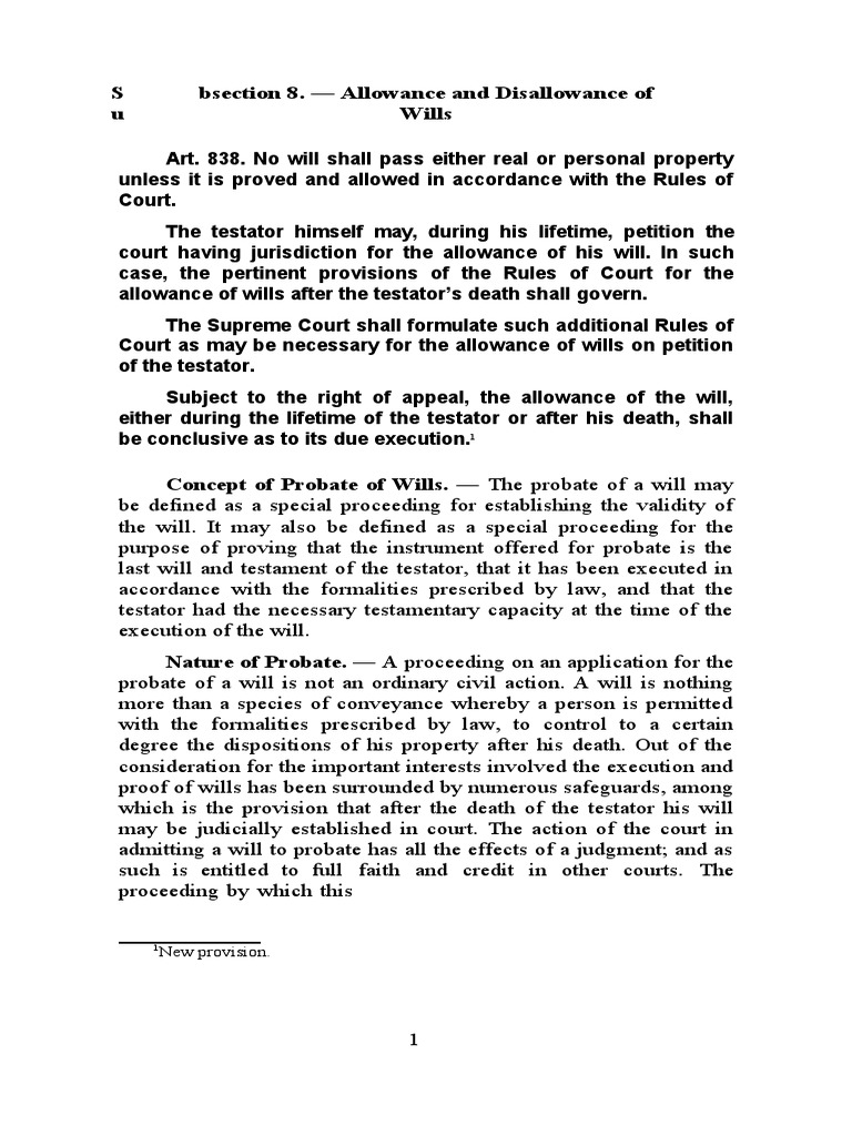 Allowance Disallowance of Will | PDF | Will And Testament | Probate