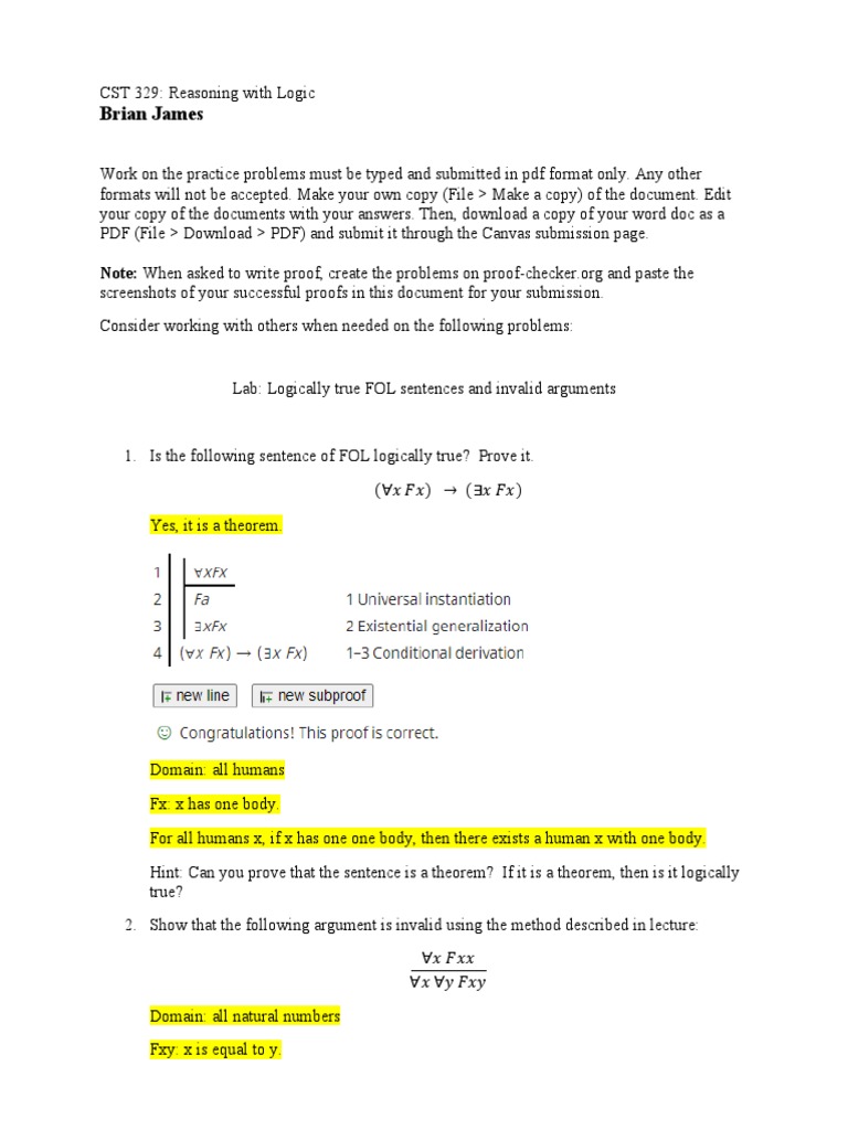 Practice Problems Week 7 | PDF | Argument | Theorem