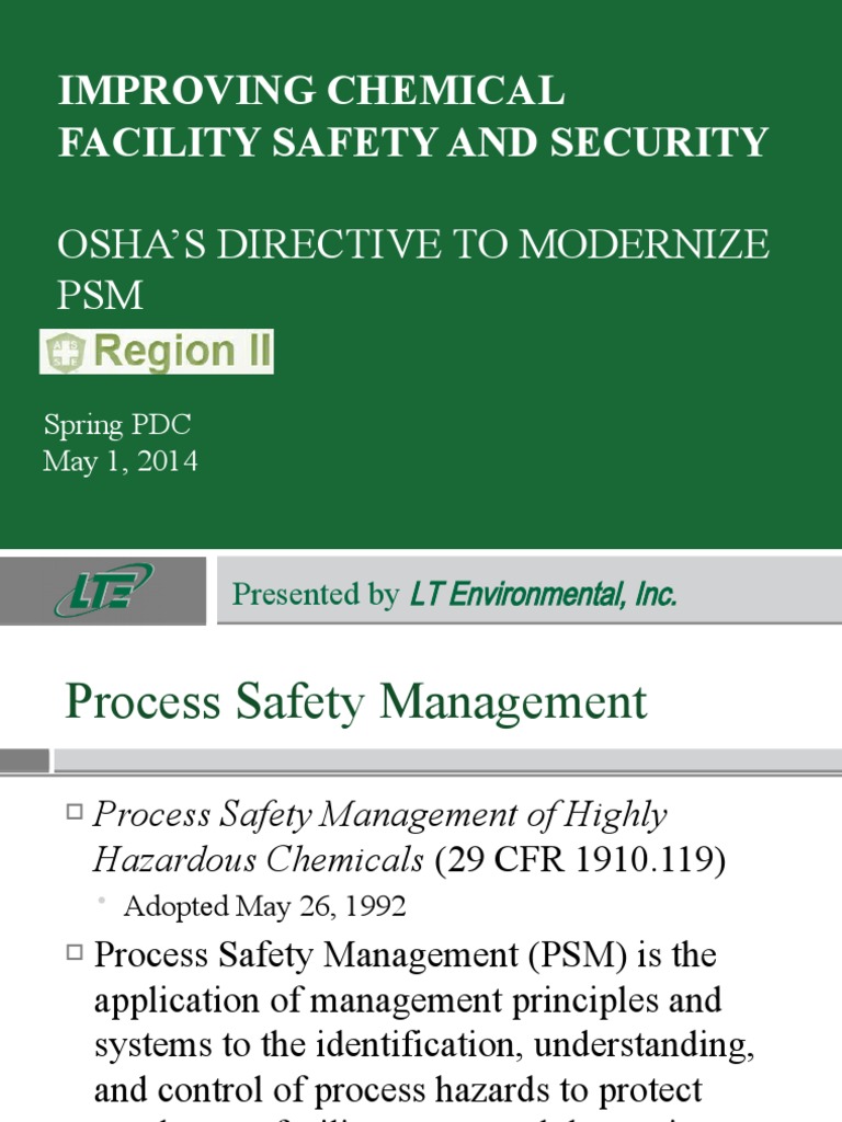 Improving Chemical Facility Safety and Security: Osha'S Directive To ...