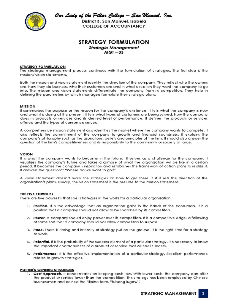 Strategic Management - Module 3 - Strategy Formulation | PDF | Strategic Management | Business