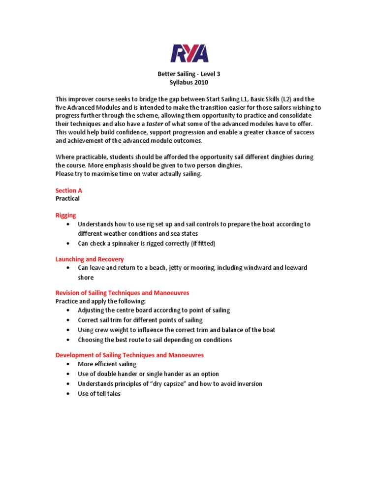 Sailing Level 3 Syllabus | Download Free PDF | Tide | Water Sports