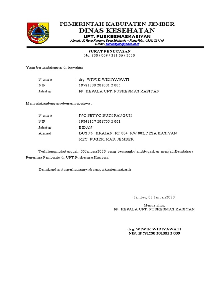 Surat Penugasan Karyawan 2020 | PDF