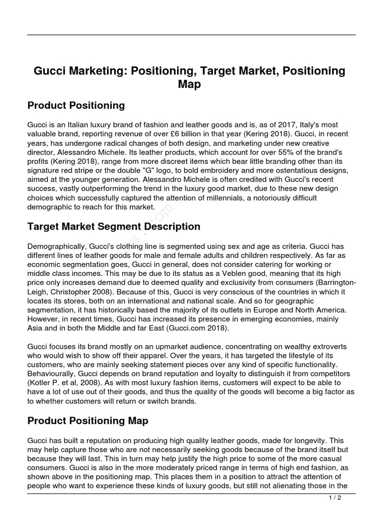Gucci Marketing Positioning Map | PDF | Luxury Goods | Brand