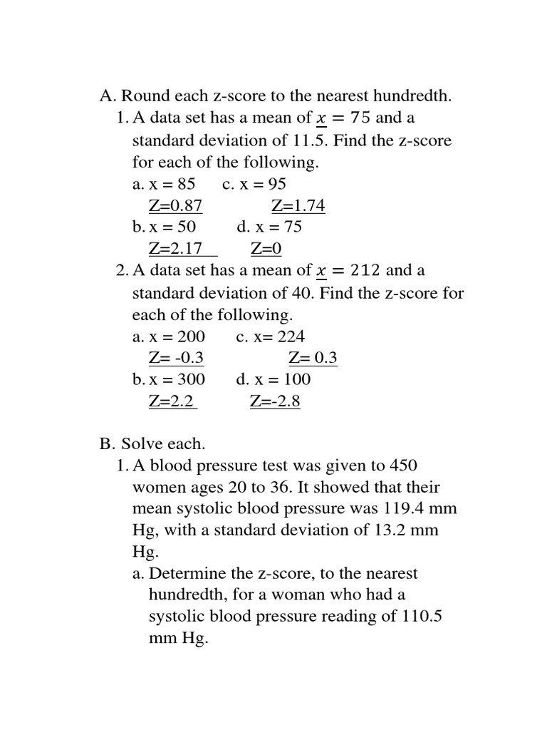 Standard Deviation Activity | PDF | Standard Score | Blood Pressure