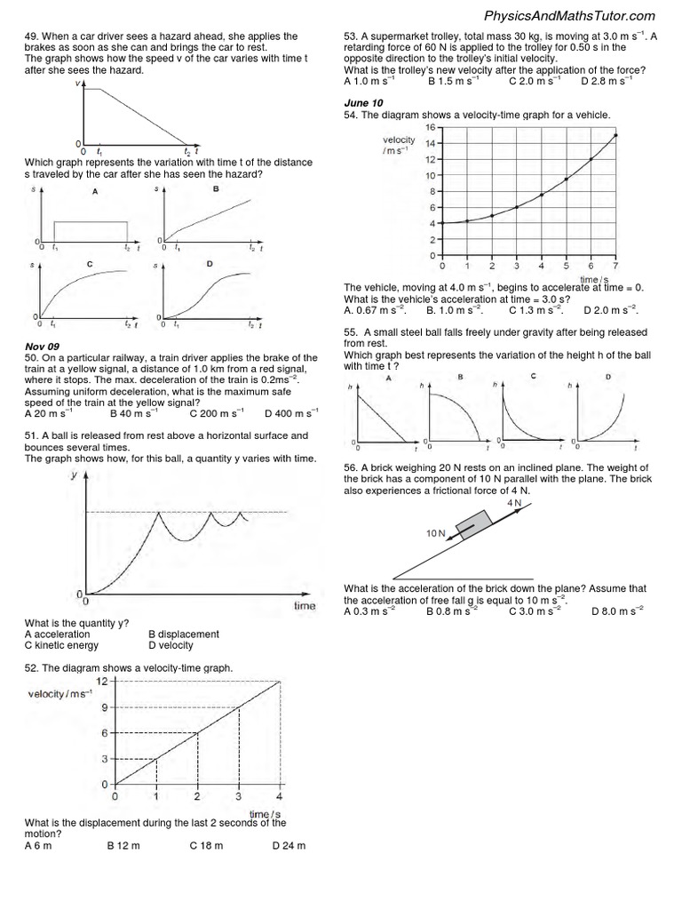 Kinematics 9702 Questions - 3 | PDF | Acceleration | Velocity