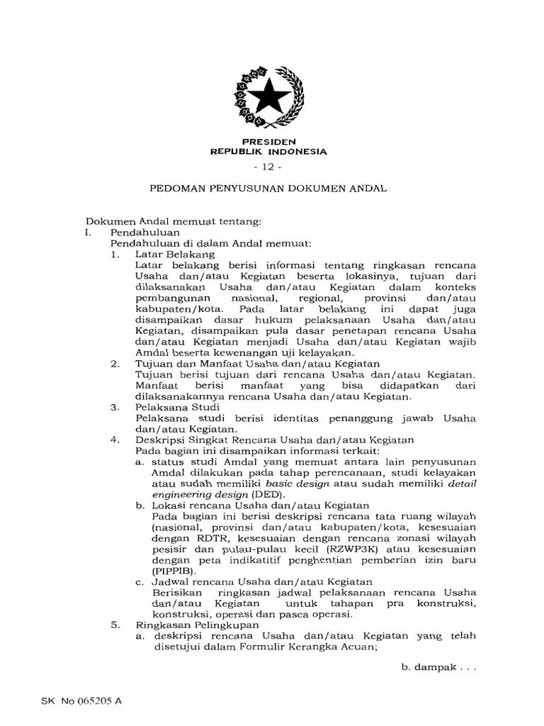 Pedoman Penyusunan Dokumen Andal | PDF