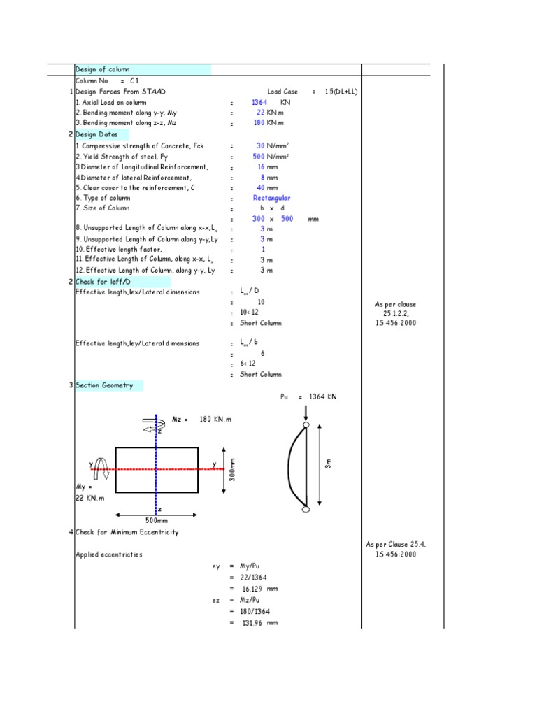 Design of Short Column (Biaxial Bending) | PDF | Column | Bending