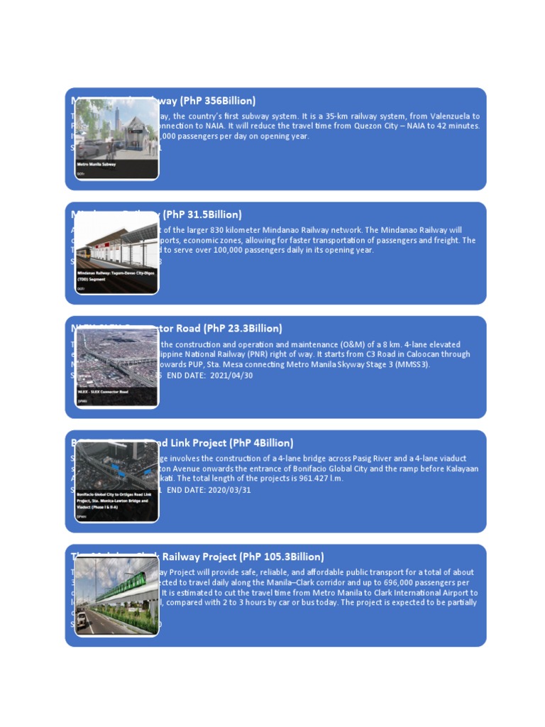 Top 10 Infra Projects/ PRRD | PDF | Metro Manila | Sustainable Transport