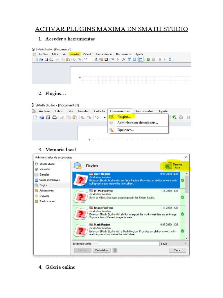 Activar Plugins Maxima en Smath Studio | PDF