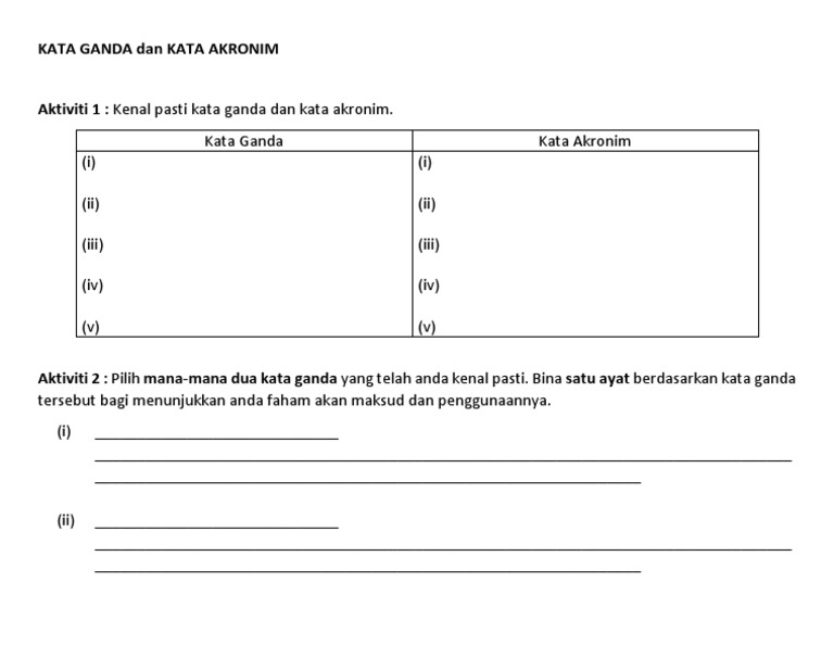 KATA GANDA KATA AKRONIM Gantian 23022021 | PDF