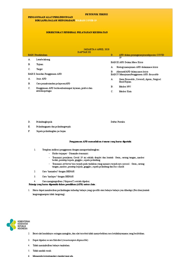 Panduan APD Terbaru 6 April 2020 | PDF