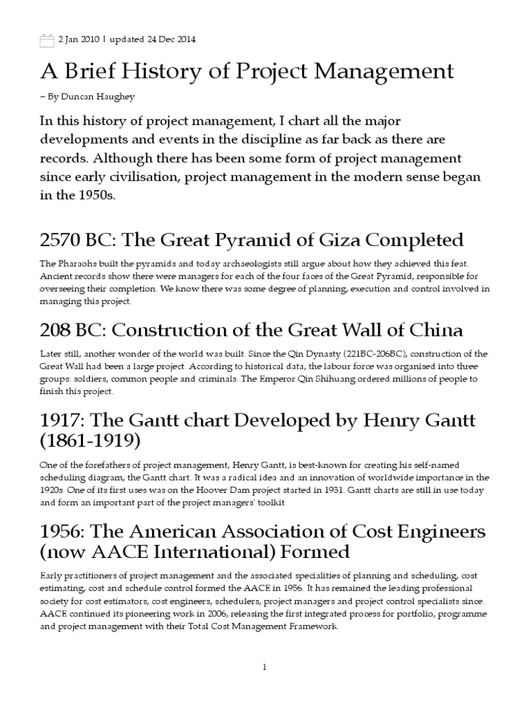 Brief History of Project Management | PDF | Project Management | Agile ...