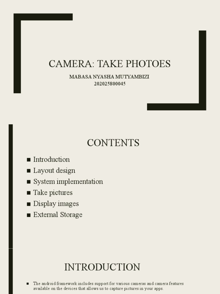 Camera Presentation | PDF | Android (Operating System) | Java ...