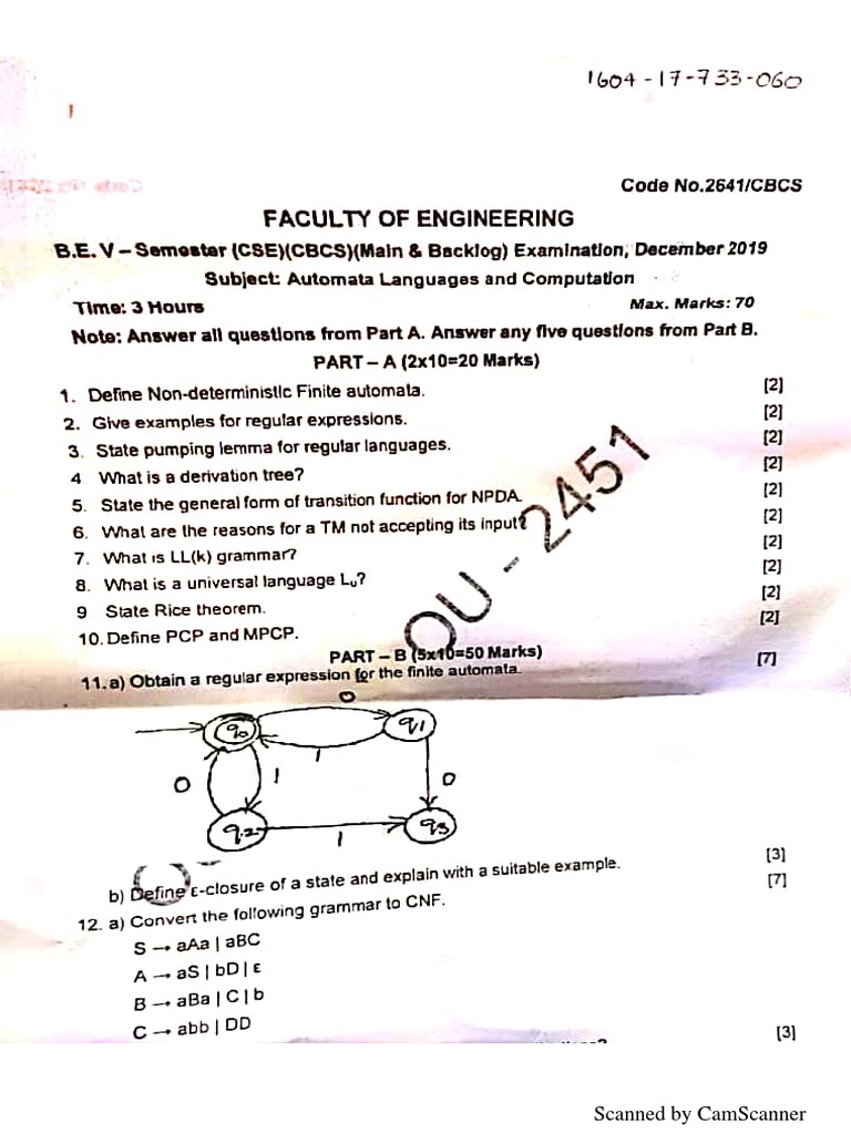 ALC OU 2019-2020 Question Paper | PDF
