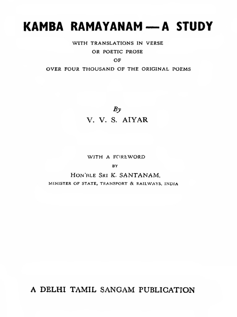 Kamba Ramayanam A Study Text | PDF | Sanskrit | Tamil Language